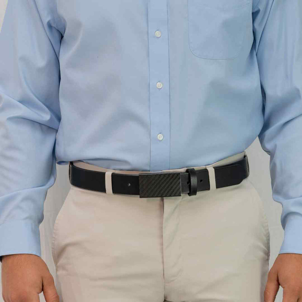 CF 2.0 Black Leather Belt | Carbon Fiber Buckle | Great Travel Belt ...