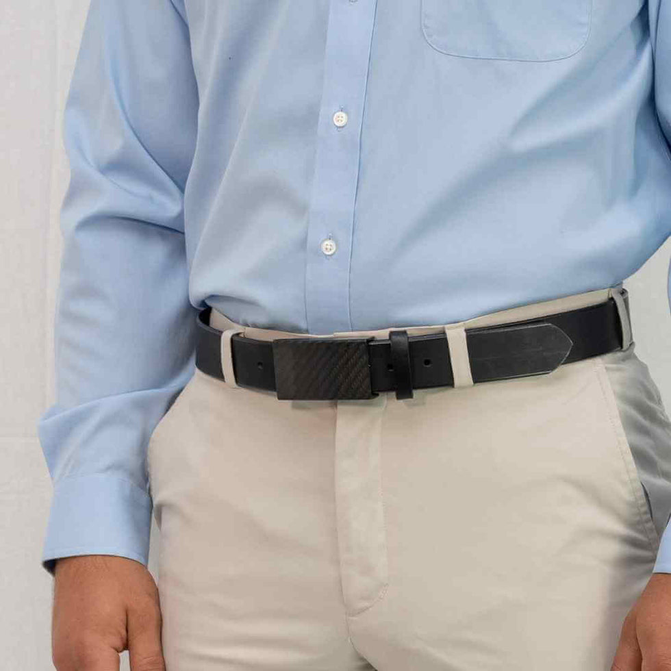 CF 2.0 Black Leather Belt | Carbon Fiber Buckle | Great Travel Belt ...