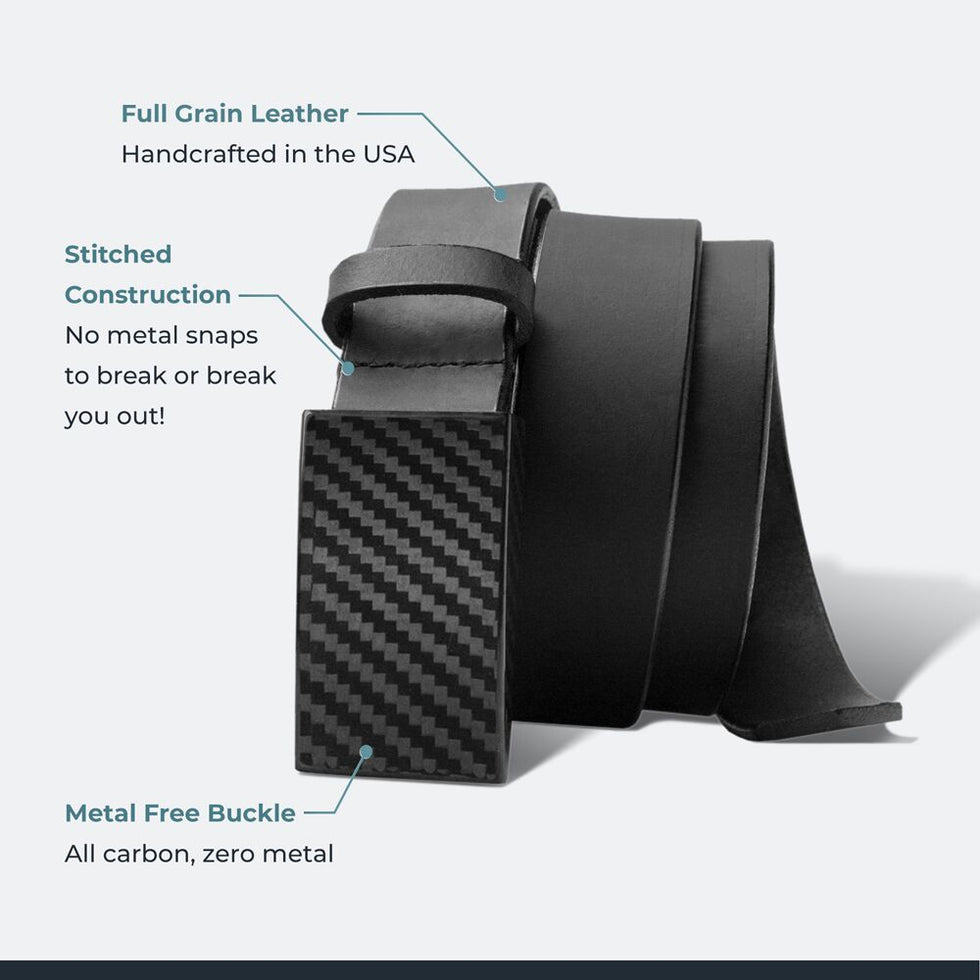 CF 2.0 Black Leather Belt | Carbon Fiber Buckle | Great Travel Belt ...