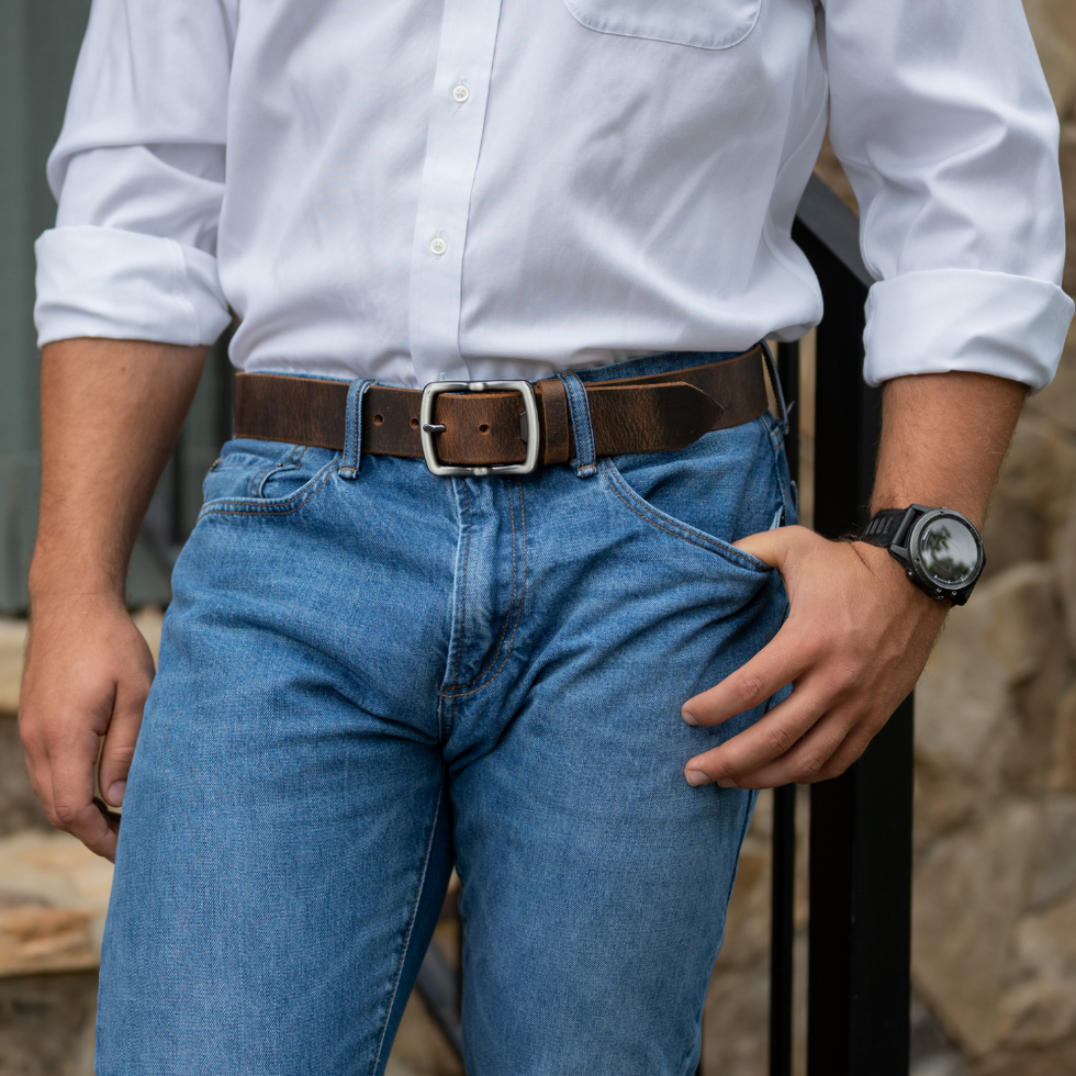 Rocky River Belt | Distressed Leather Belt | Hypoallergenic Buckle ...